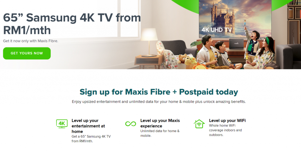 Pelan Maxis Fibre benarkan anda beli 65" Samsung 4K TV dengan harga RM1 ...