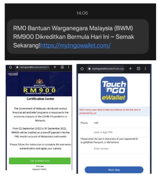 KKD gesa rakyat Malaysia berhati-hati, mesej penipuan bantuan RM900 melalui TnG eWallet ...