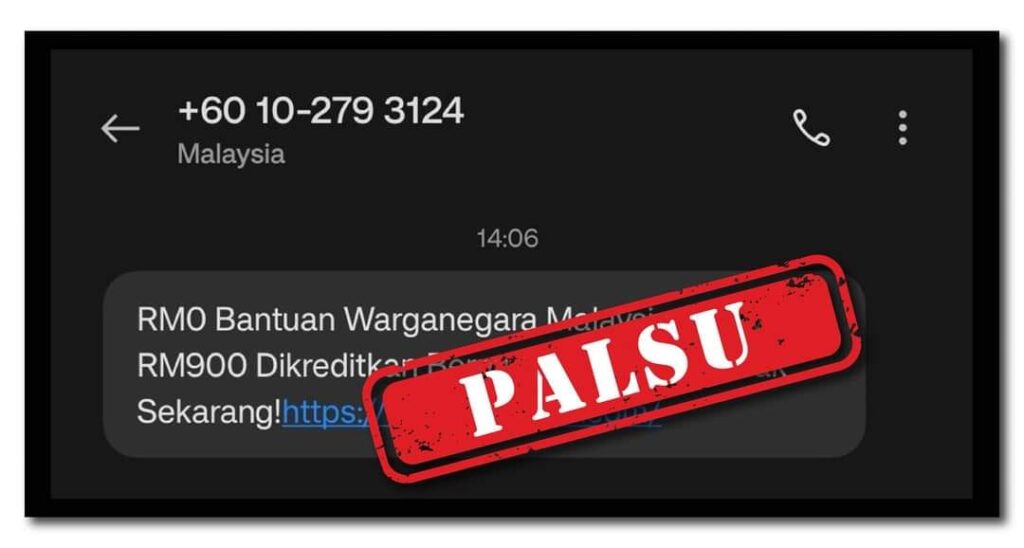 KKD gesa rakyat Malaysia berhati-hati, mesej penipuan bantuan RM900 melalui TnG eWallet ...