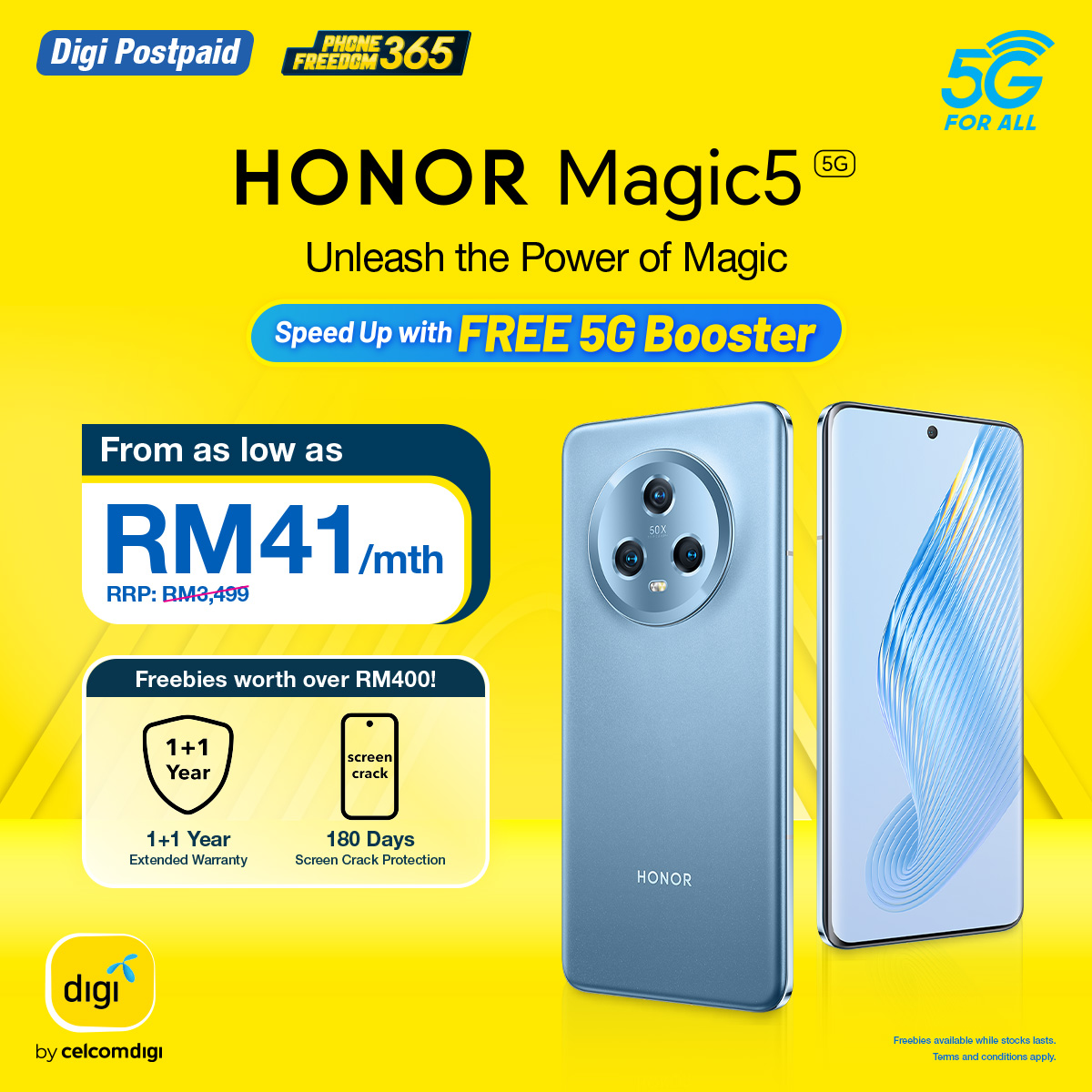 Pelan pascabayar Digi, Celcom dan Maxis untuk HONOR Magic5 serendah ...