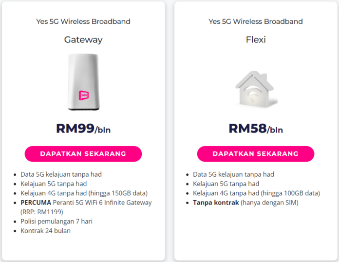 Yes 5G kini tawarkan internet tanpa had dan tanpa kontrak, bermula RM58 ...