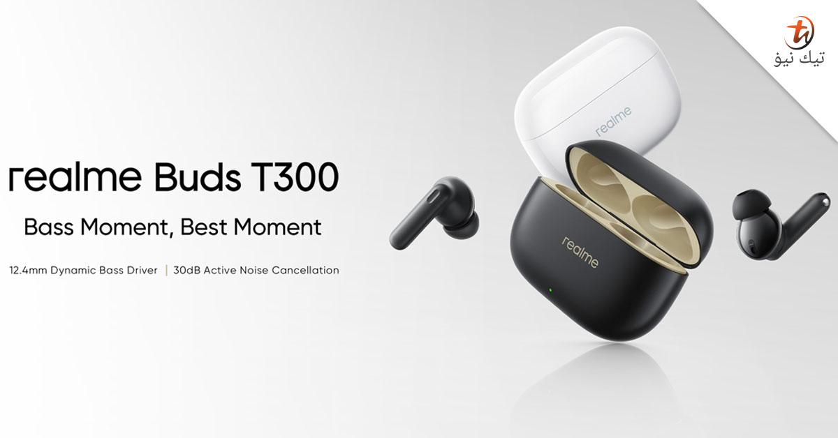 realme Buds T300 turut rasmi, miliki Pemacu Bass Dinamik 12.4mm dan ANC ...