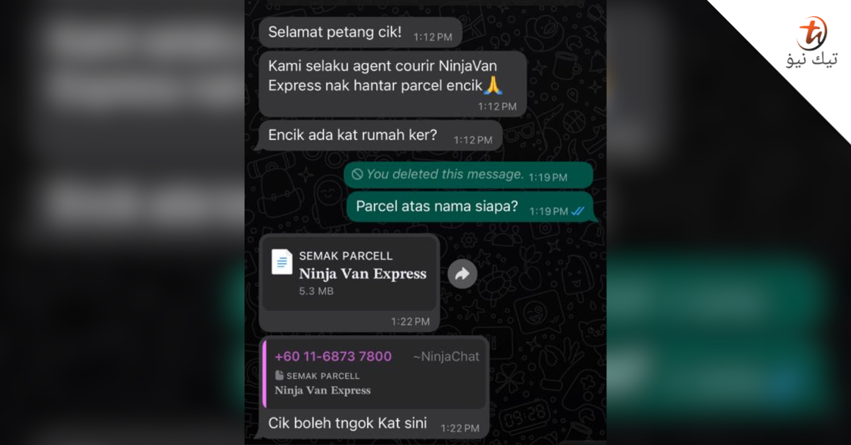 Ninja Van minta rakyat Malaysia berwaspada dengan mesej "scam" yang ...