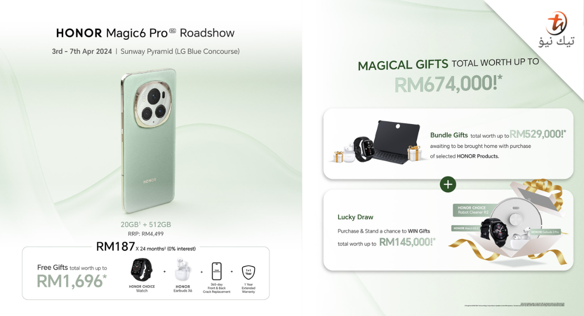 Jerayawara HONOR Magic6 Pro: Diskaun RM200 dan hadiah bernilai sehingga RM649,000 - TechNave BM