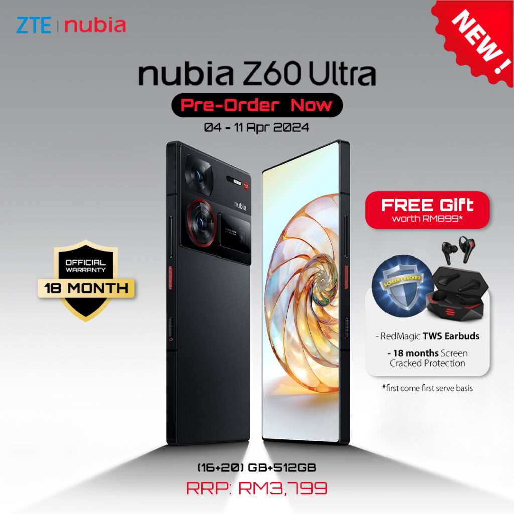 nubia Z60 Ultra rasmi di Malaysia: SD 8 Gen 3, IP68 & bateri 6,000mAh berharga RM3,799 - TechNave BM