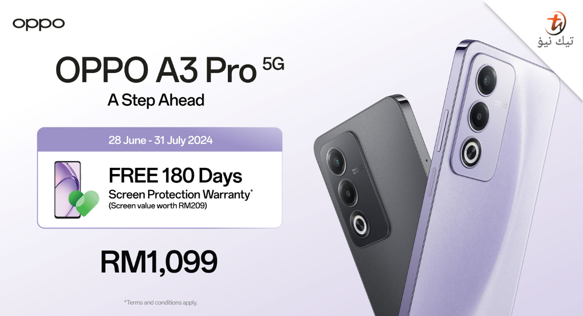 OPPO A3 Pro dilancar di Malaysia: Dimensity 6300 5G, skrin 120Hz dan RAM16GB berharga RM1,099 ...