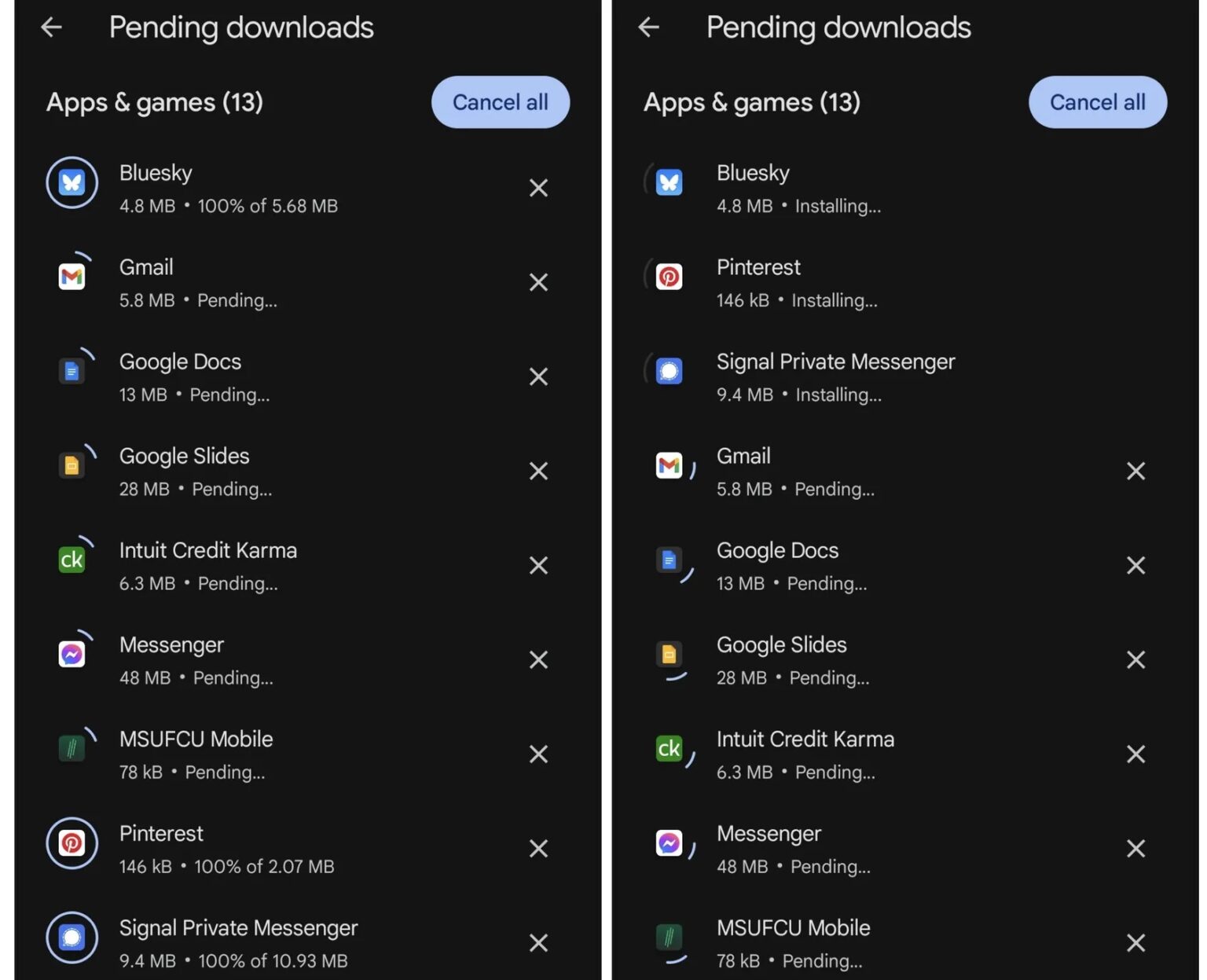 Google Play kini benarkan kemas kini dan muat turun 3 aplikasi serentak ...