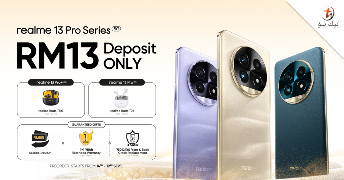 Anda boleh pra-tempah realme 13 Pro 5G Series dengan deposit serendah ...