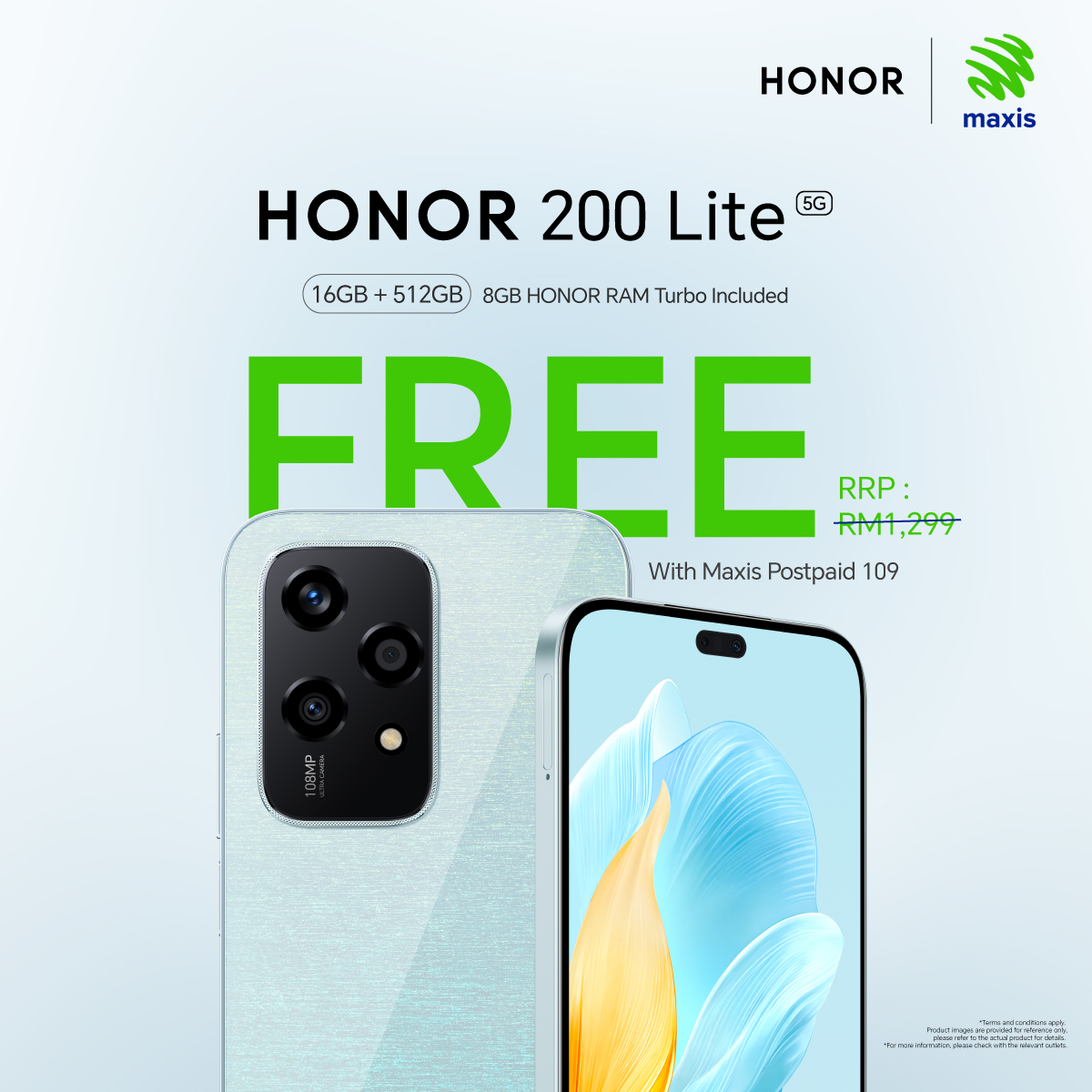 HONOR 200 Lite ditawarkan secara percuma untuk pelan Maxis Postpaid 109 ...