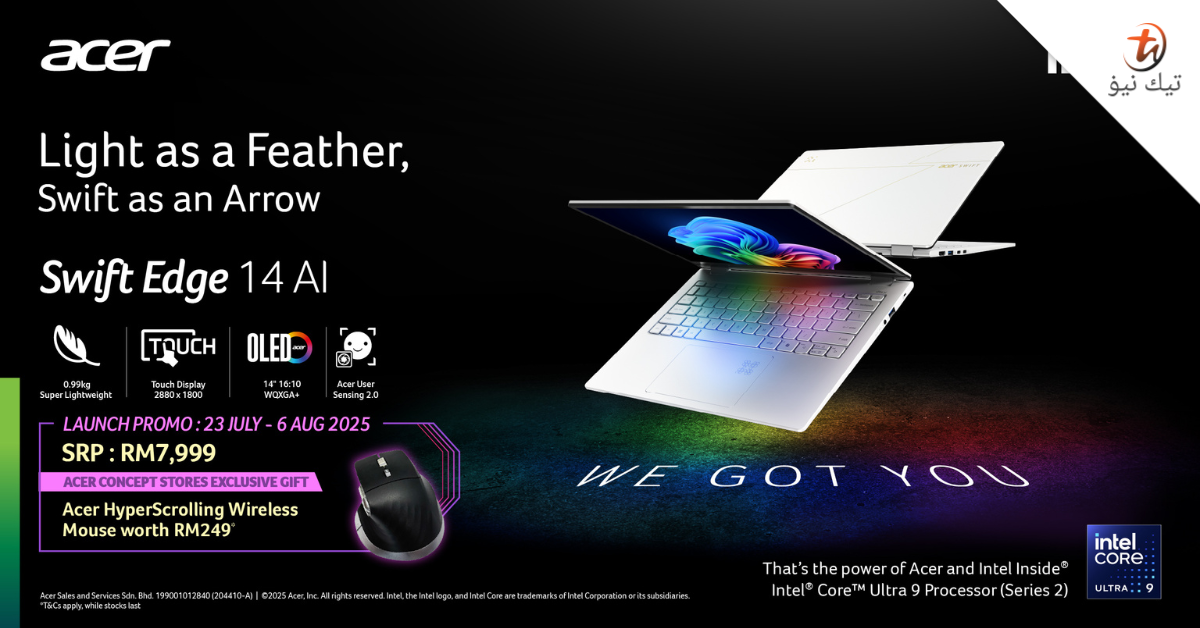 Acer Swift Edge 14 AI (2025) dilancar di Malaysia: Intel Core Ultra 9 ...